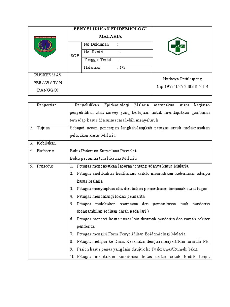 Sop Pe Malaria 2022 | PDF