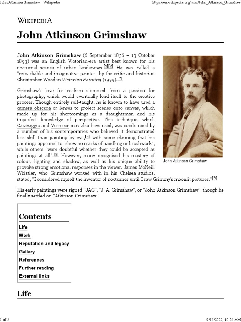 John Atkinson Grimshaw - Wikipedia | PDF | The Arts | Paintings