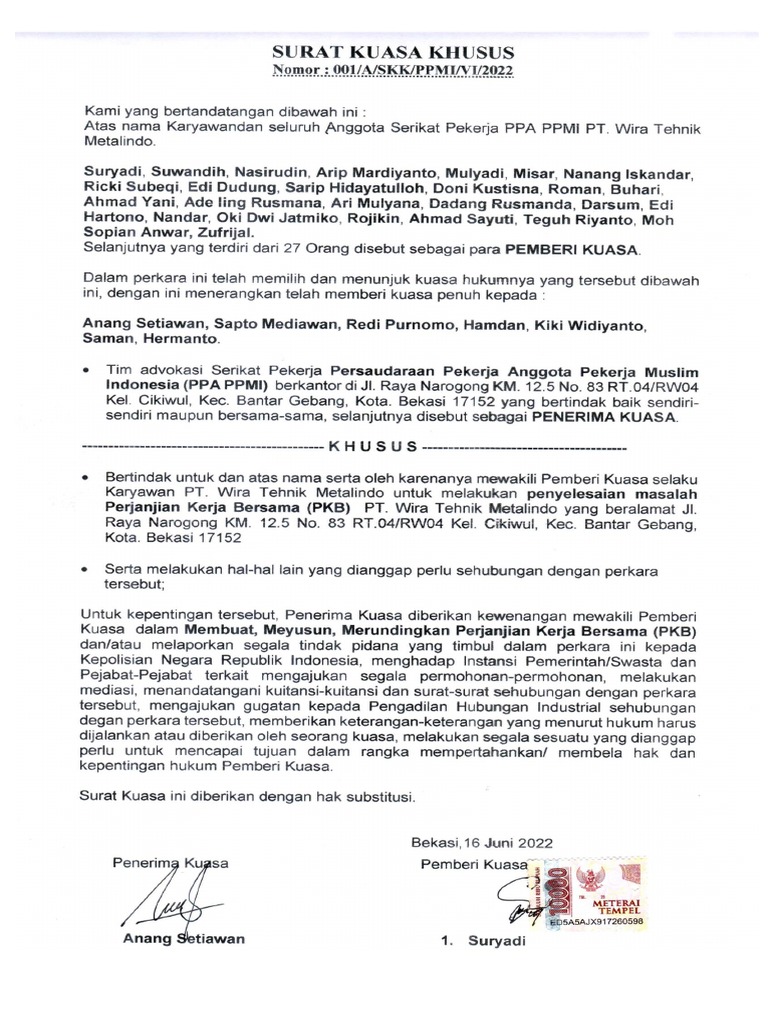 Surat Kuasa PKB Scan | PDF