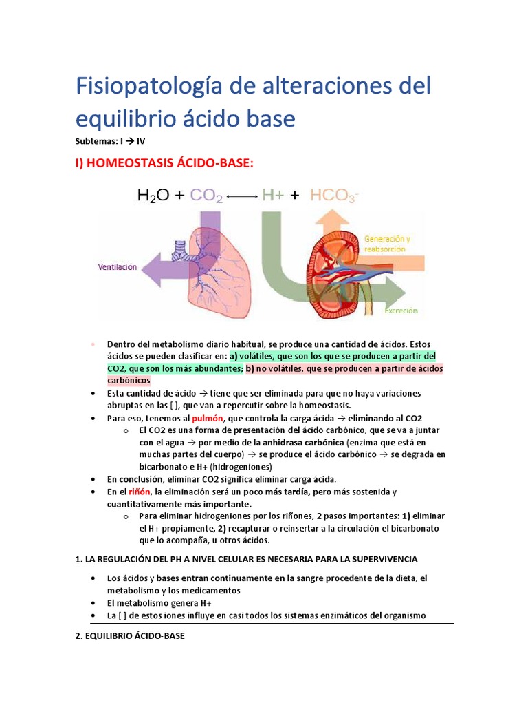 TEMA - 24 - Alteraciones Del Equilibrio Ácido Base | Descargar gratis PDF | Solución tampón | Ácido