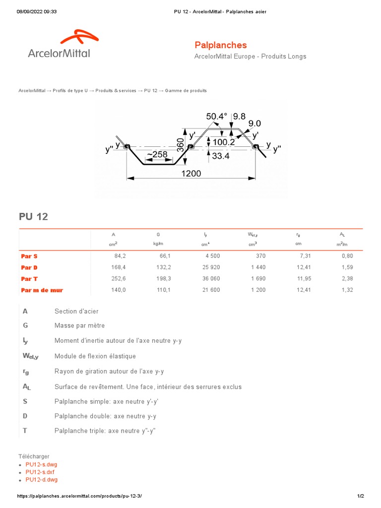 PU 12 - ArcelorMittal - Palplanches Acier | PDF