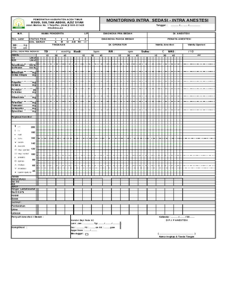 Form Monitoring Intra Anestesi | PDF