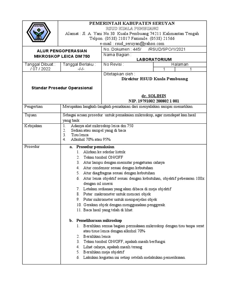 Sop Pengoperasian Mikroskop Leica DM 750 | PDF