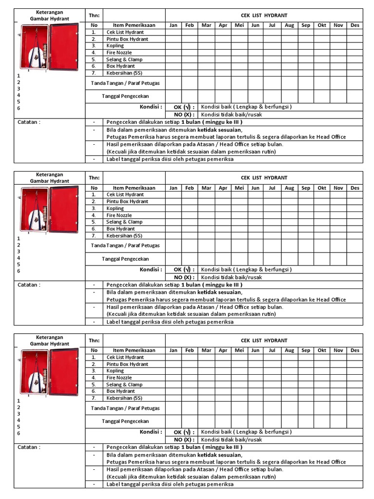 Cek List Hydrant | PDF