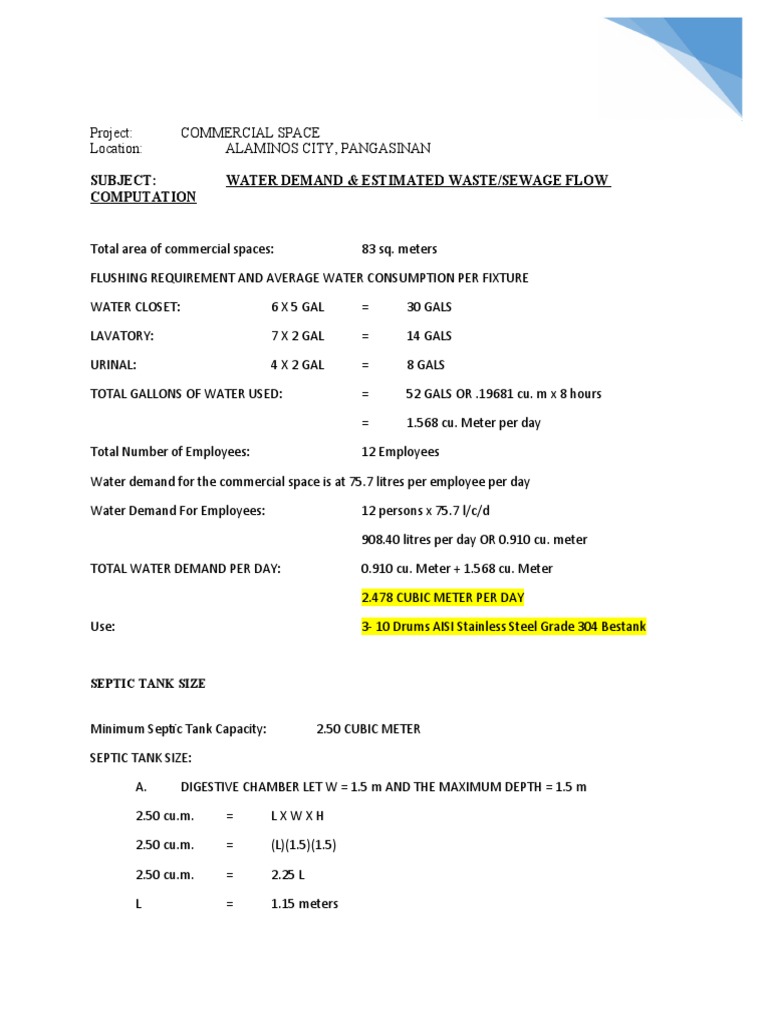 Plumbing Analysis SB | PDF | Plumbing | Gallon