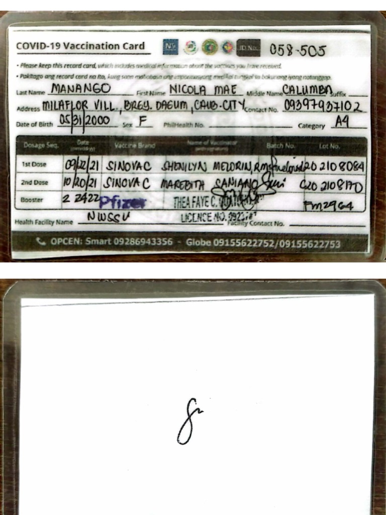 Vaccine Card - Manango | PDF