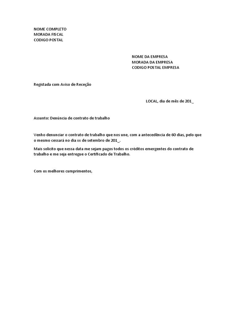 Modelo De Carta Doc/carta De Despedimento Simples