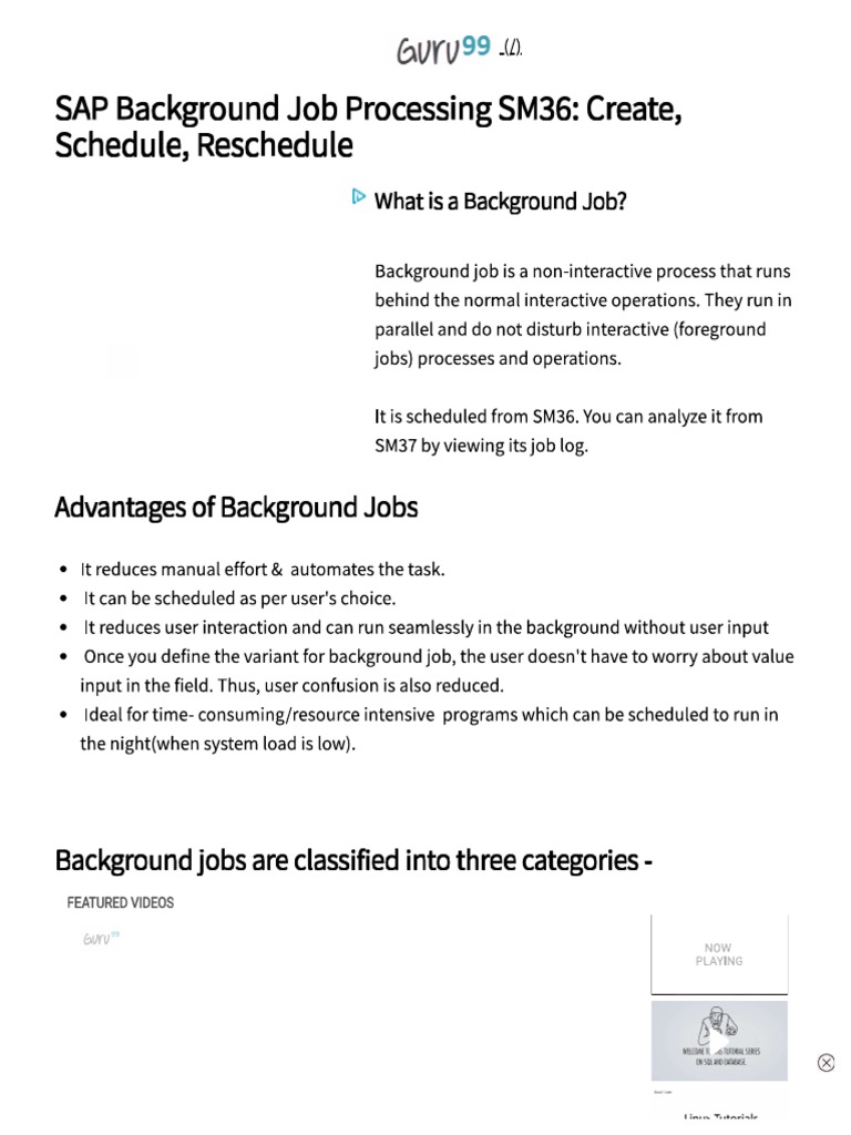 SAP Back Ground Job Creation | PDF