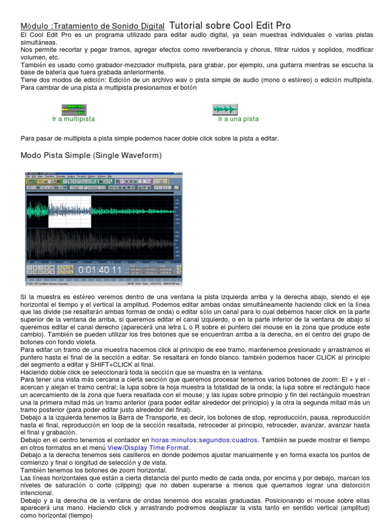 Tutorial de Cool Edit Pro: Edición de Audio | PDF