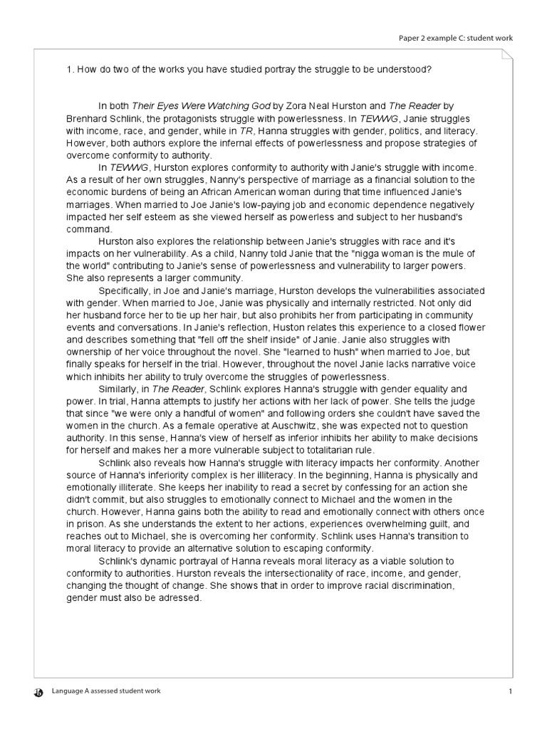 LL Lit P2 Example C en | PDF | Social Science