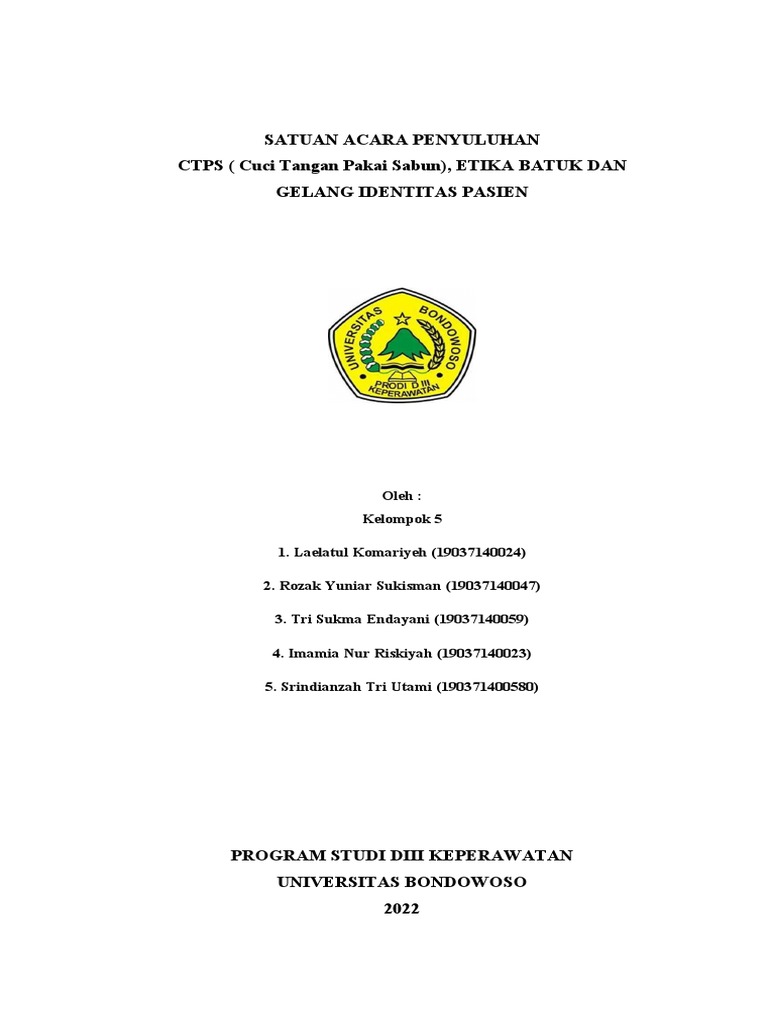 SAP CTPS, Etika Batuk, Gelang Identitas Pasien KEL 5 | PDF