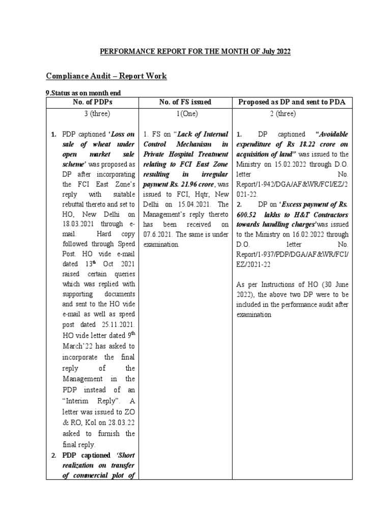 MPR of Report Section July 2022 | Download Free PDF | Government