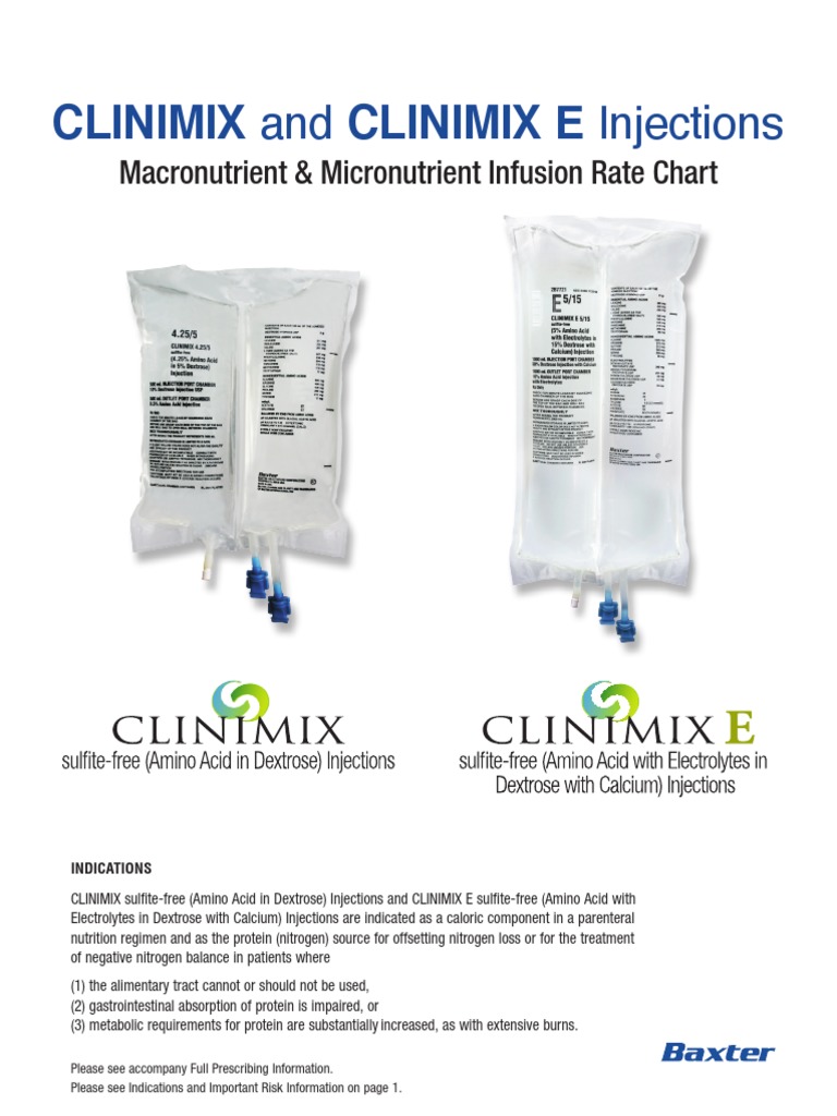 Clinimix and Clinimix E Macro Micronutrient Guide | PDF | Intravenous ...