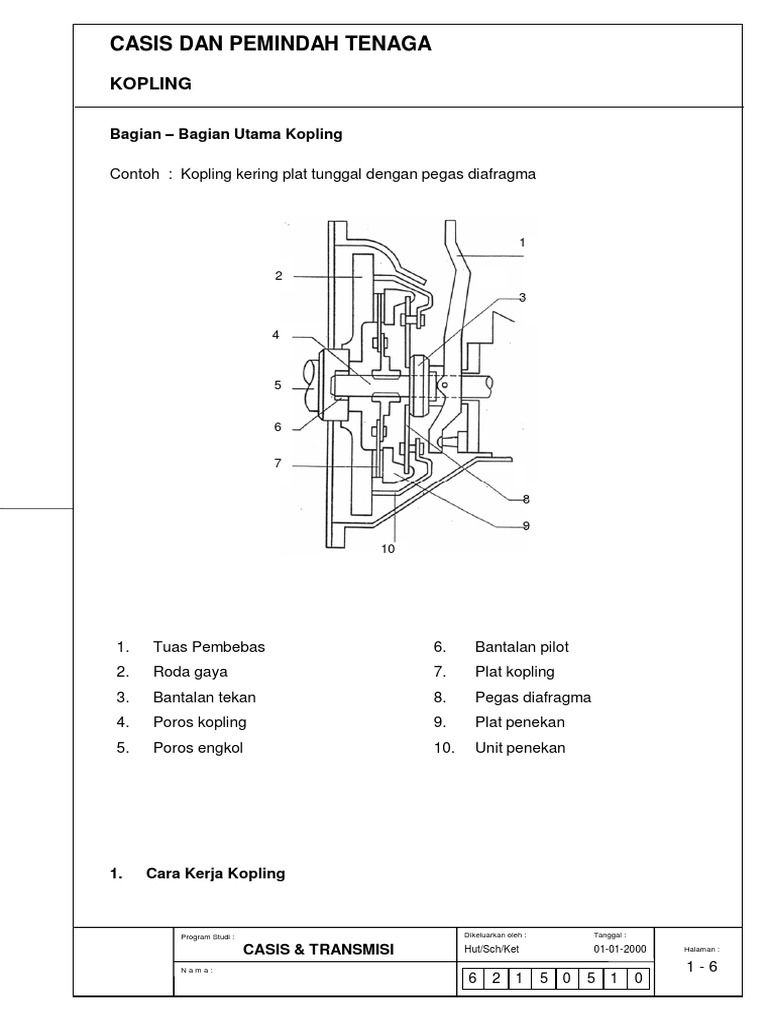 Bagian Bagian Utama Kopling | PDF