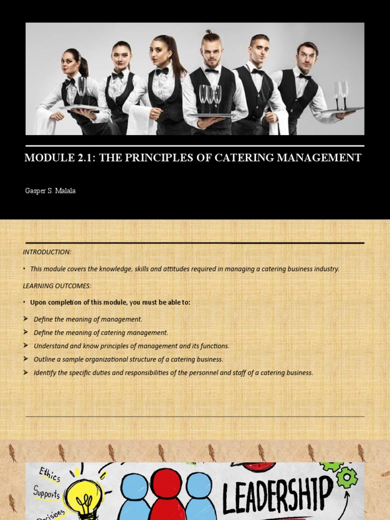 Catering Management Module 2.1 Week 2 | PDF | Goal | Leadership