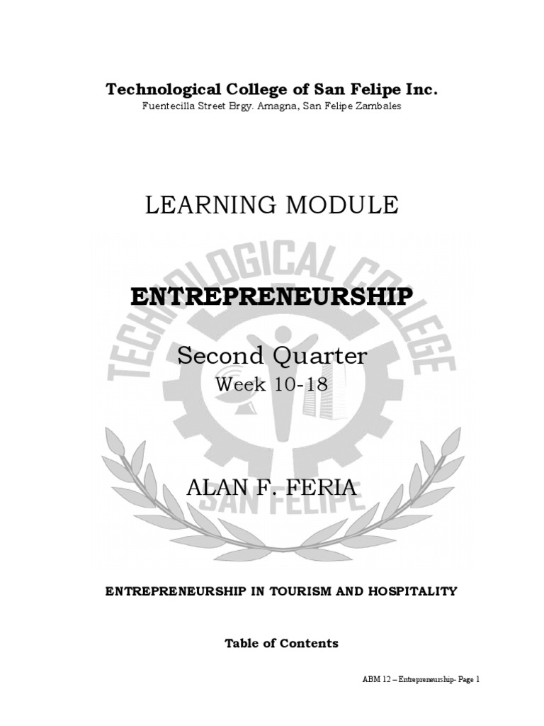 Entrep in Tourism and Hospitality | PDF | Supply And Demand | Financial ...