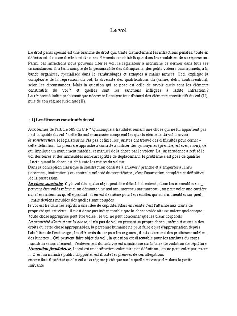 Le Vol | PDF | Loi criminelle | Crimes