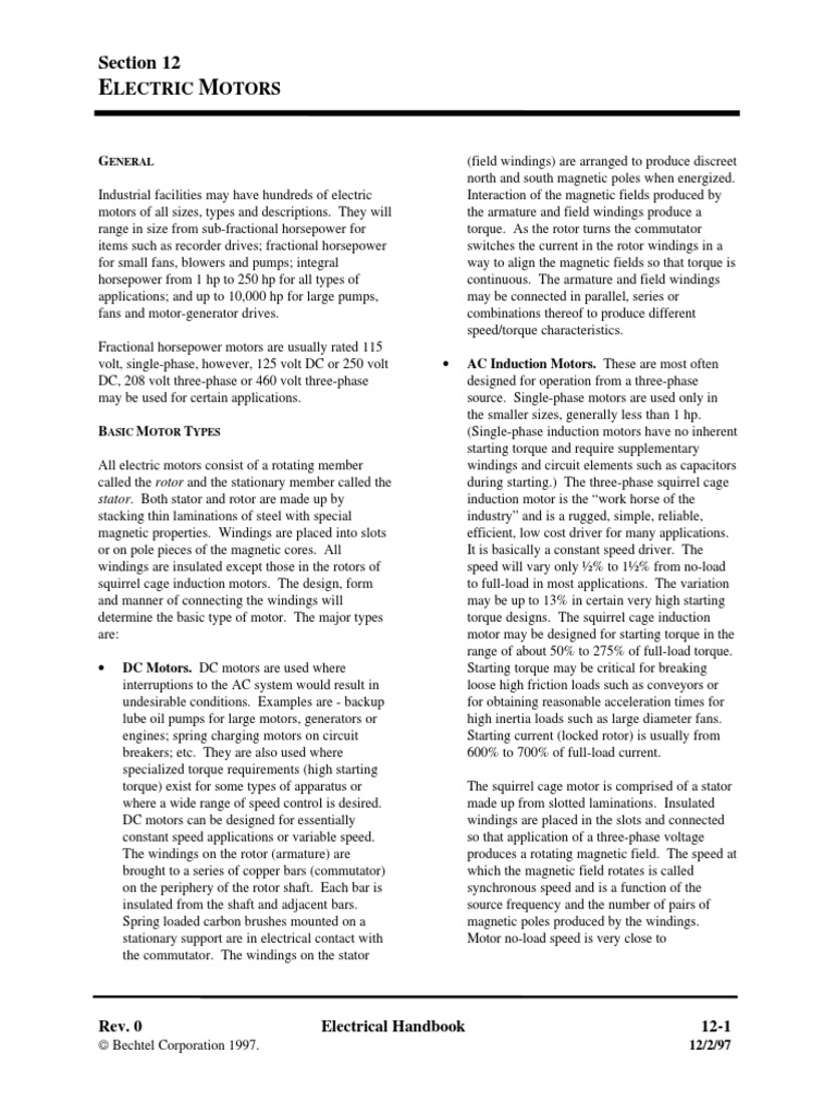 Sec12 - Electric Motors | Download Free PDF | Electric Motor ...