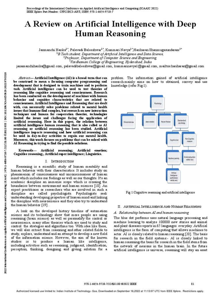 A Review On Artificial Intelligence With Deep Human Reasoning | PDF ...