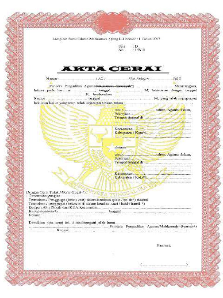 Blangko Akta Cerai | PDF