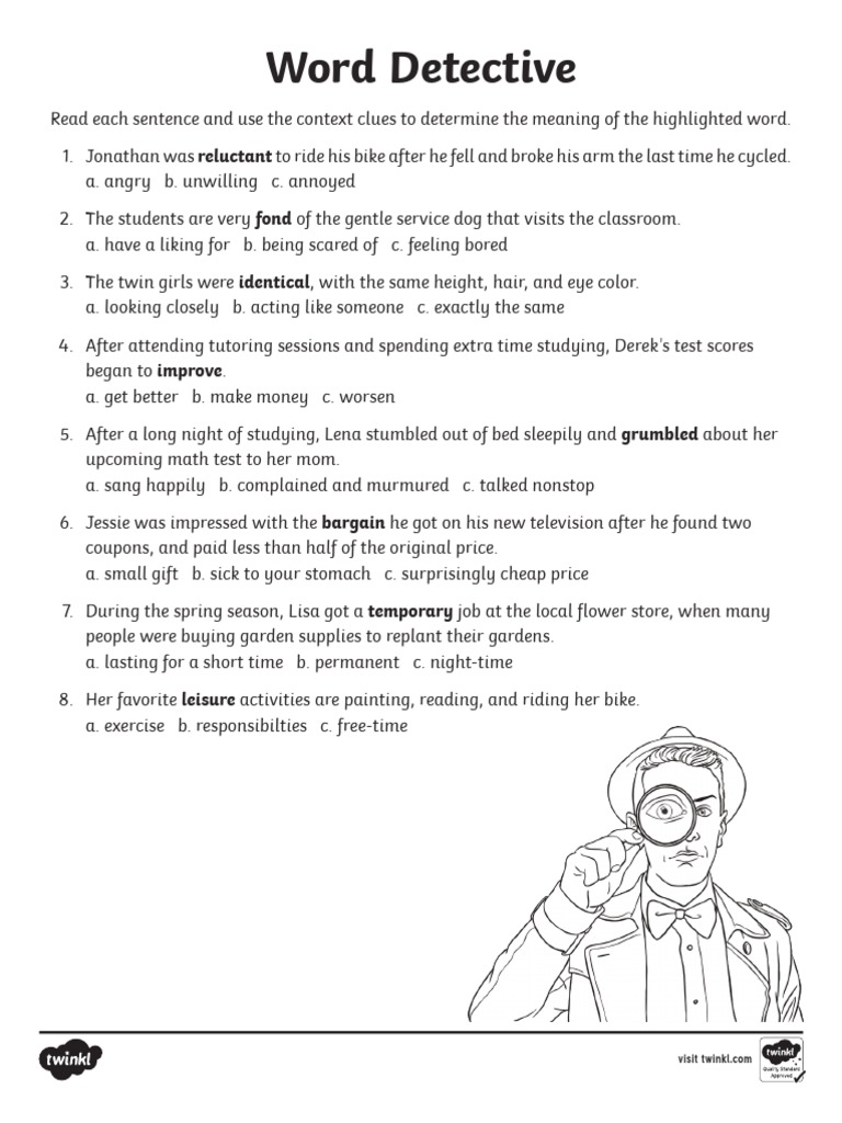 Word Detective Context Clues Activity | PDF | General Fiction