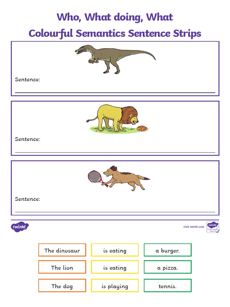 Who, What Doing, What Colourful Semantics Sentence Strips | PDF