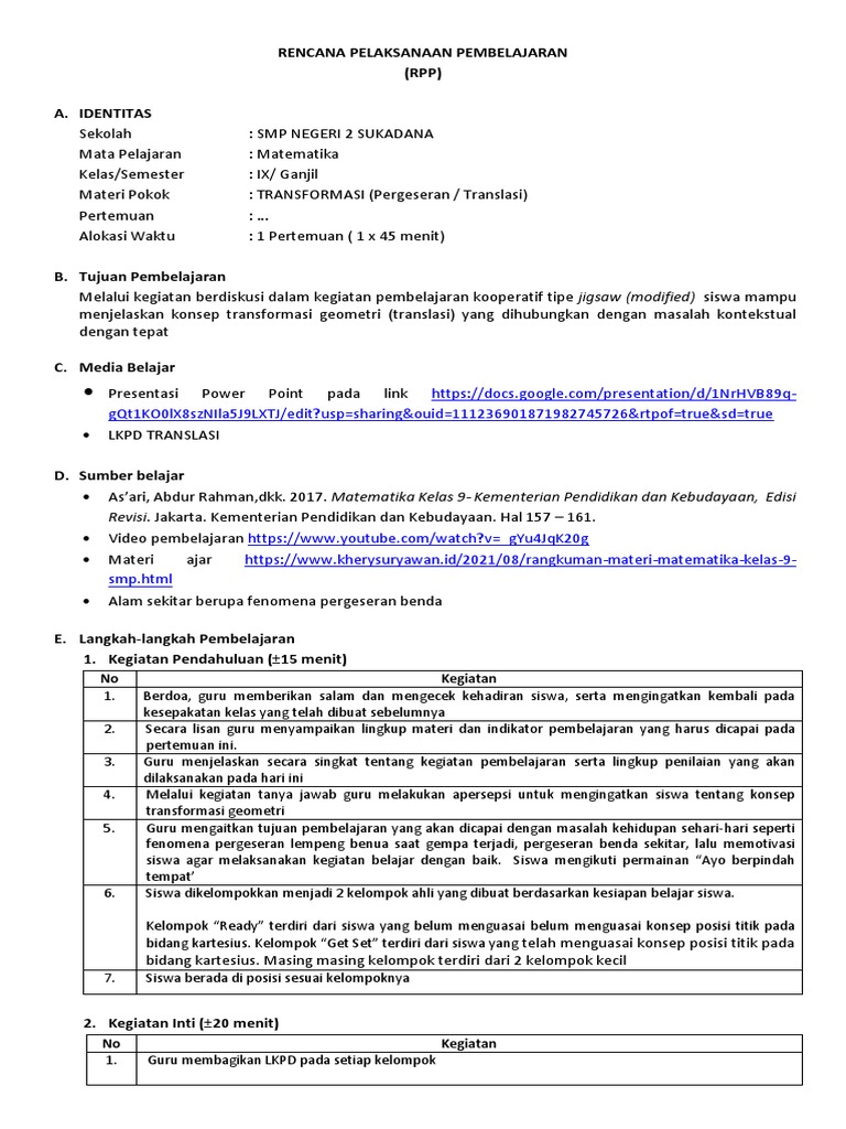 RPP Translasi (Berdiferensiasi) | PDF | Karier & Perkembangan