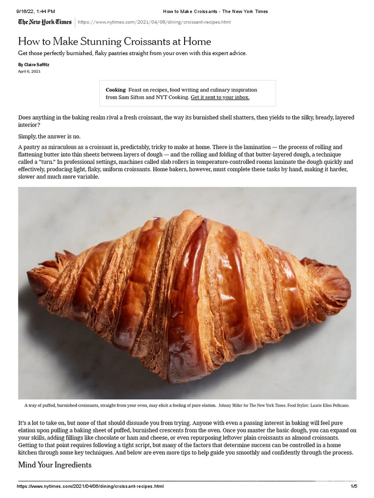 How To Make Croissants - The New York Times | Download Free PDF | Baking | Flour