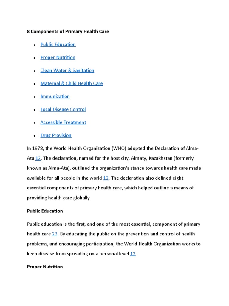8 Components of Primary Health Care | PDF | Preventive Healthcare ...