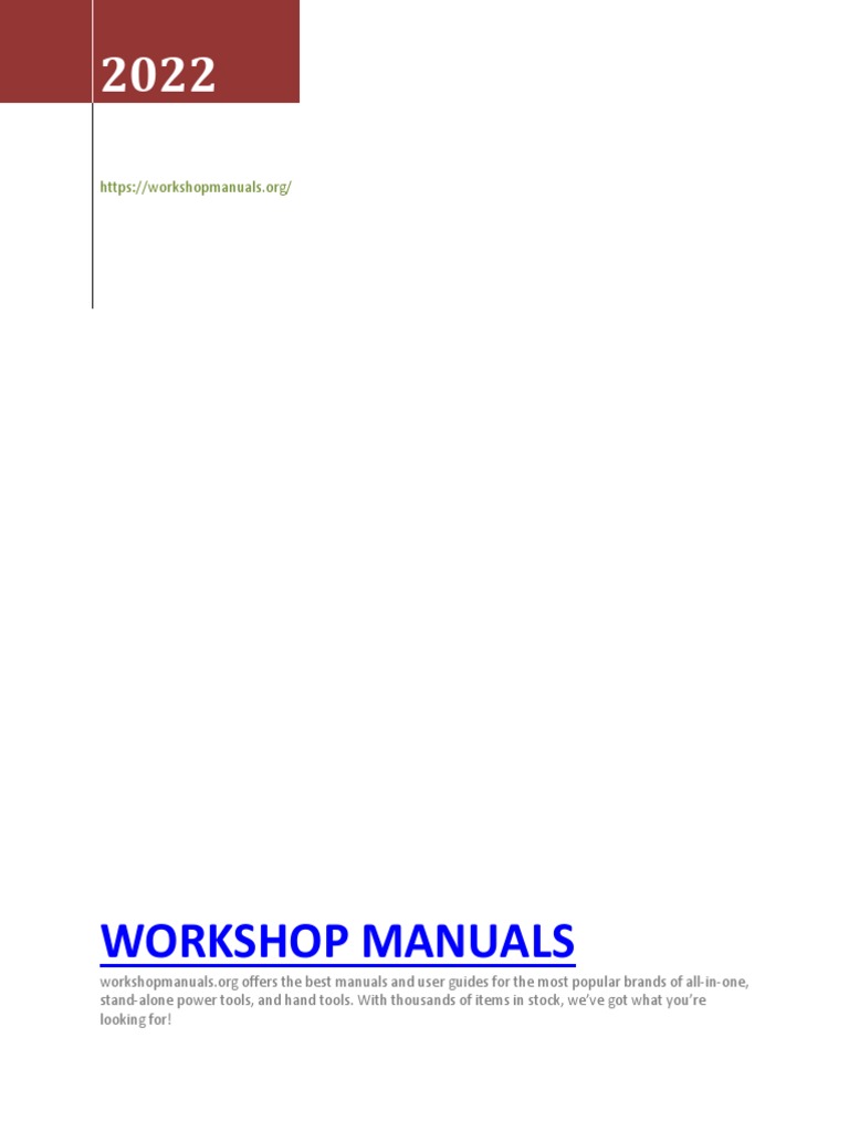 Workshop Manuals | PDF