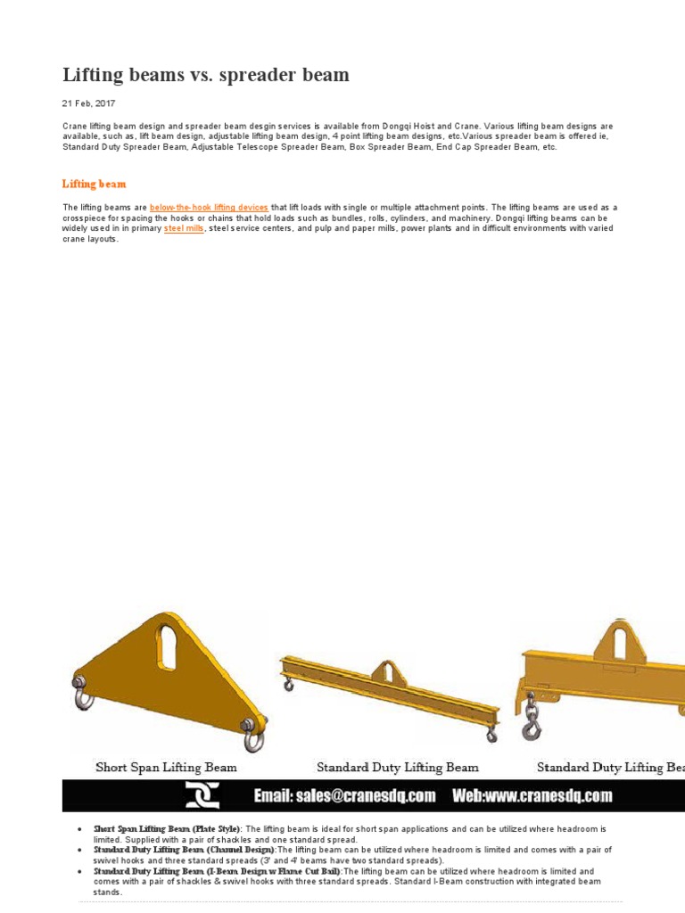 Lifting Beams vs. Spreader Beam | PDF | Crane (Machine) | Equipment