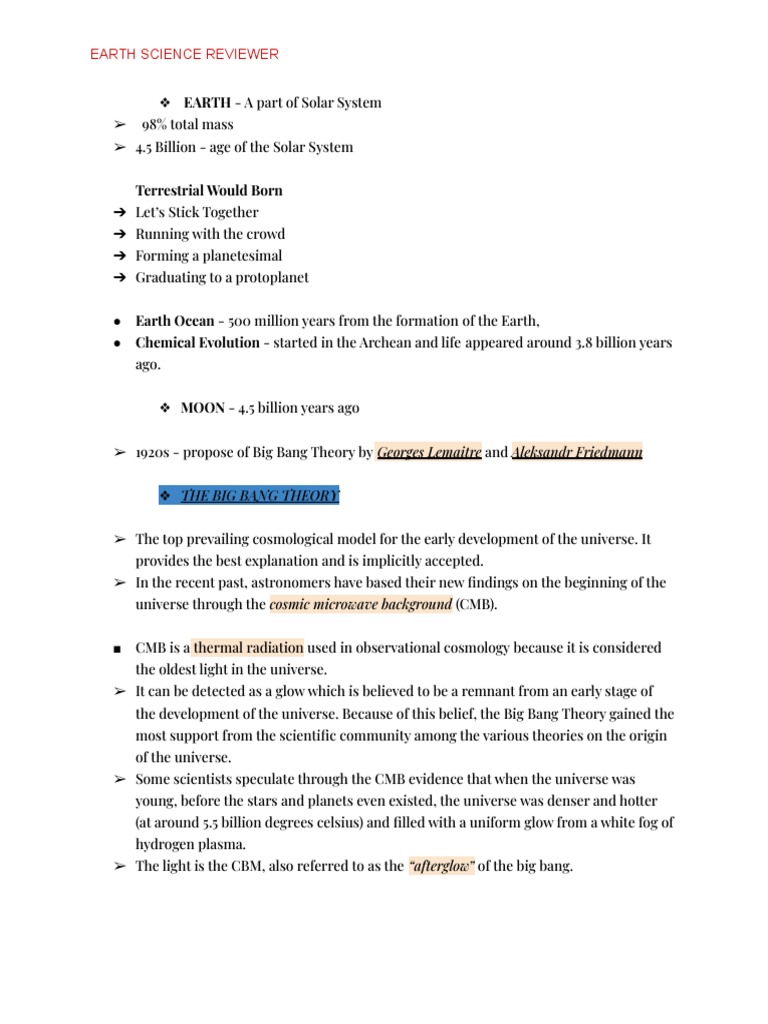 Earth Science Reviewer | PDF | Earth | Water