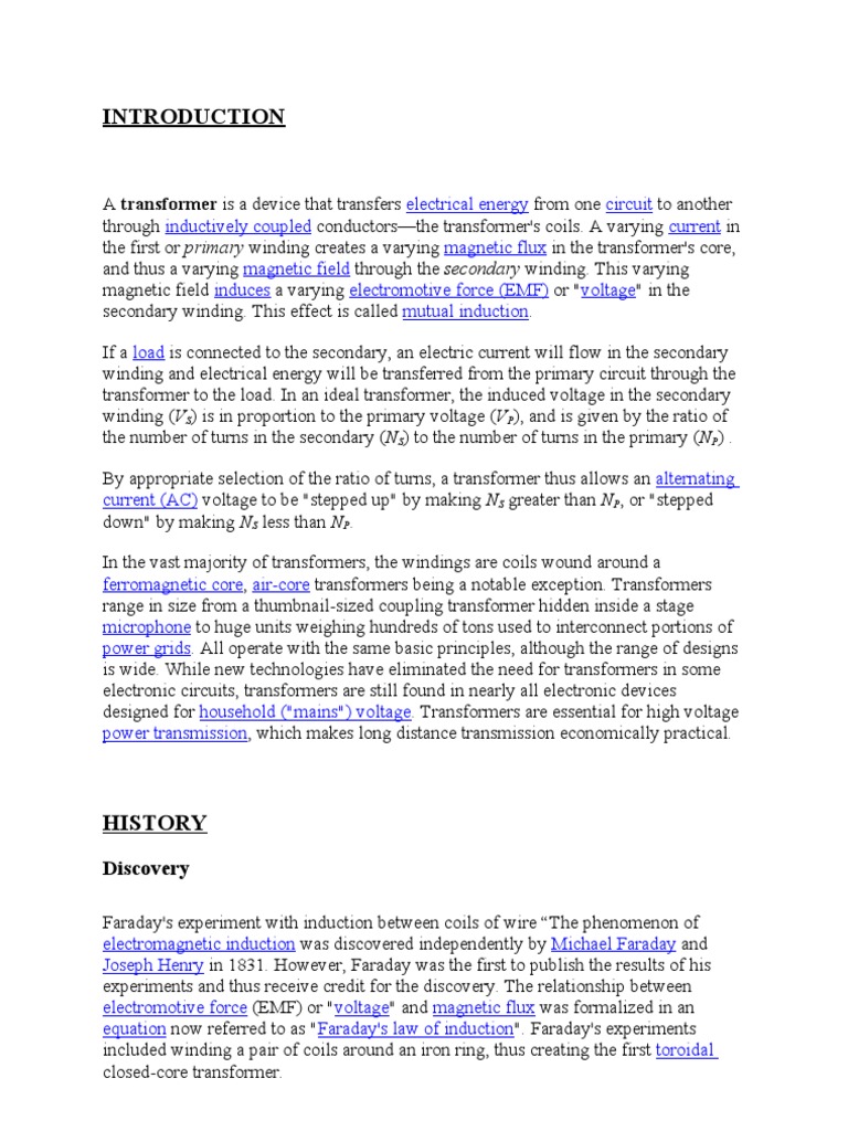 Transformers: How They Work and Their History | PDF | Electromagnetic ...