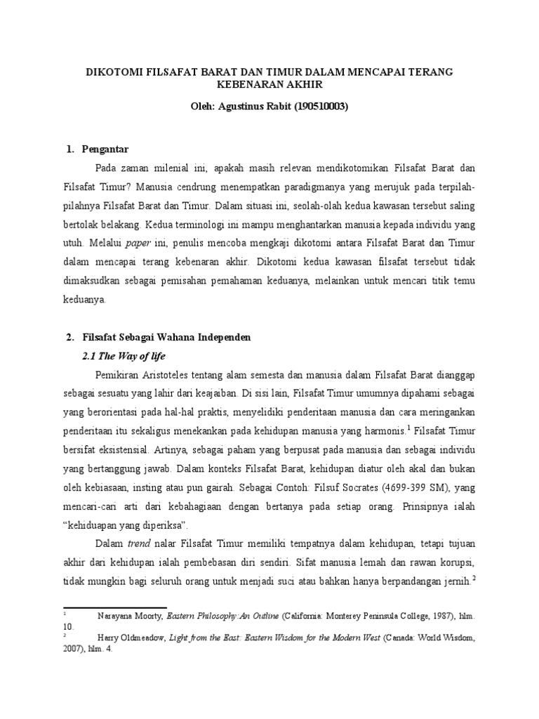 Filsafat Barat dan Timur: Mencari Kebenaran | PDF | Filsafat