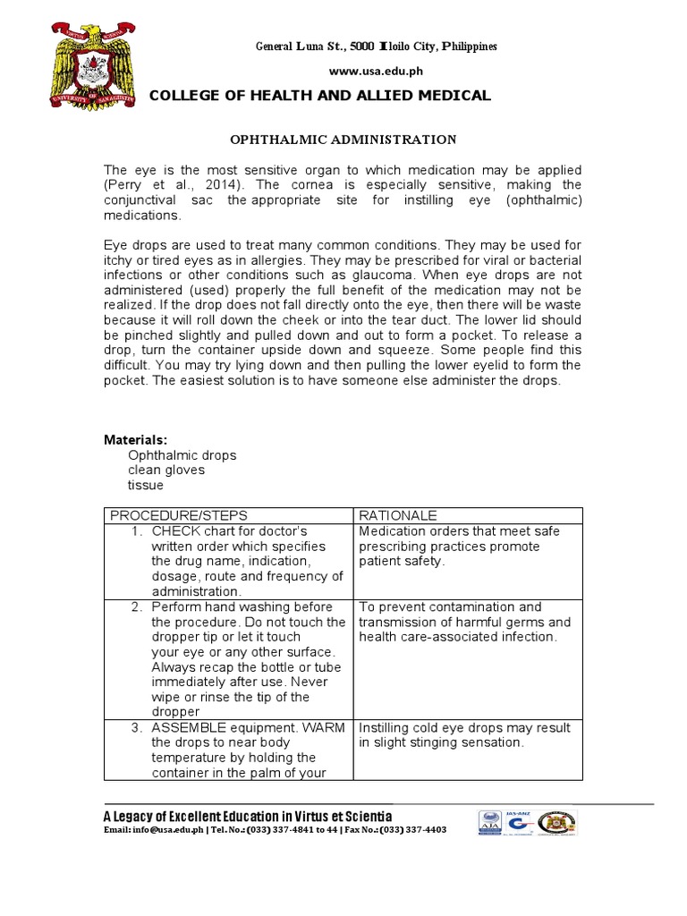 Ophthalmic Medication Administration Guide | PDF | Medical Specialties ...