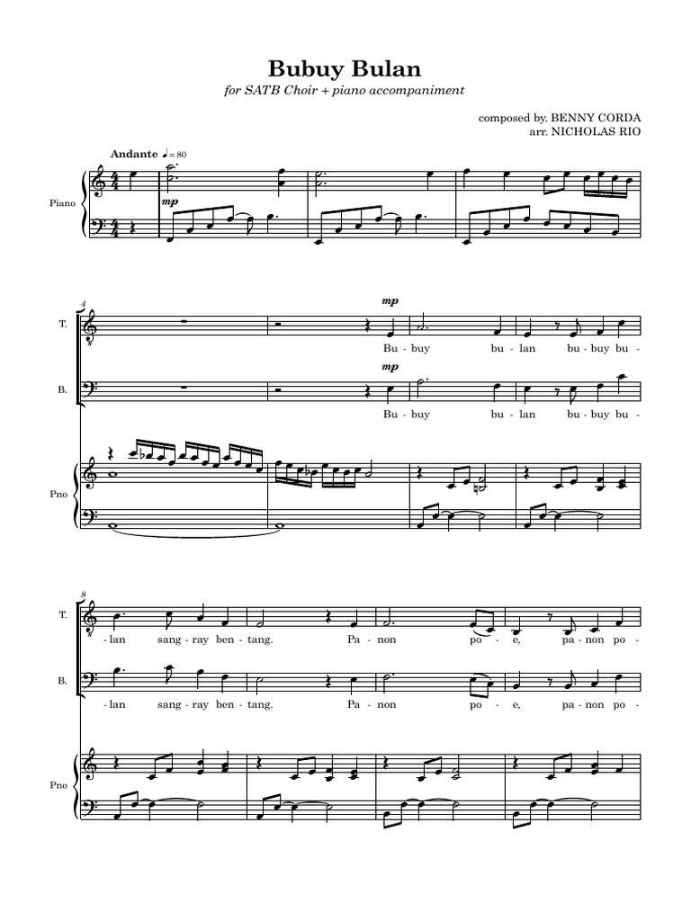 Bubuy Bulan - Full Score | PDF | Musical Compositions | Musical Notation