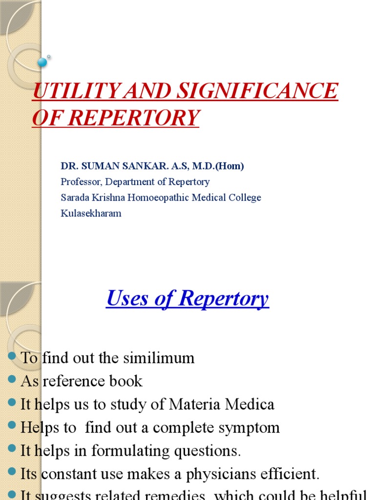 1.utility and Significance of Repertory - 5d4bbb854ca47 | PDF ...