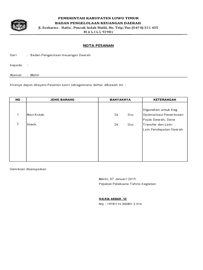 1.nota Pesanan MAMI 2021 | PDF