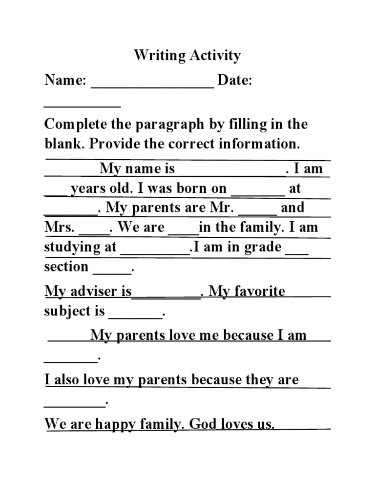 Writing Activity 1 | PDF