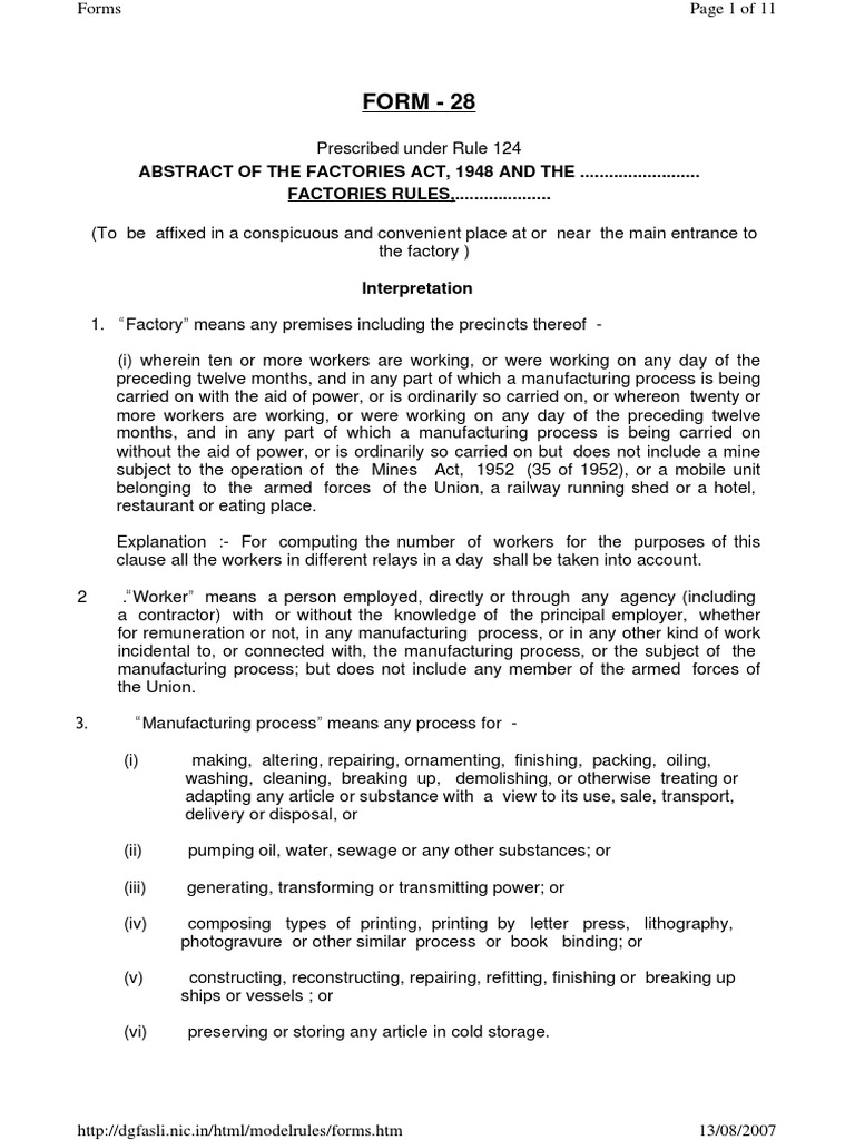 Factories Act Abstract 159 | PDF | Overtime | Employment