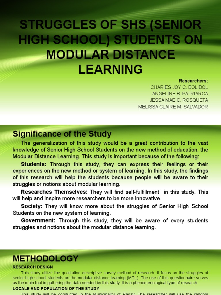 SHS Students' Struggles in MDL | PDF | Distance Education | Learning