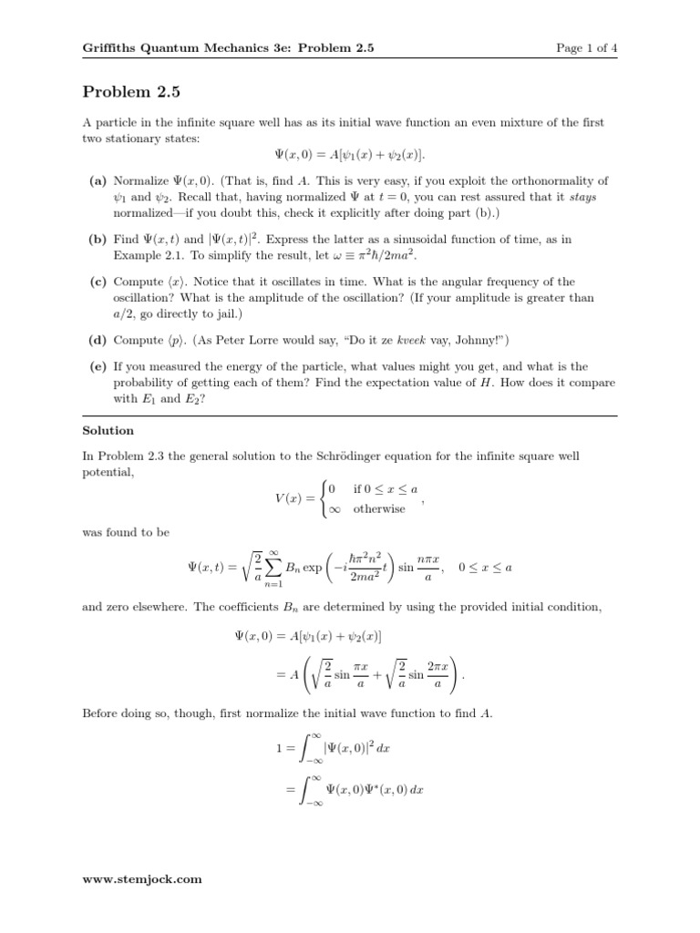 Griffiths QMCH 2 P 5 | PDF | Physics | Motion (Physics)