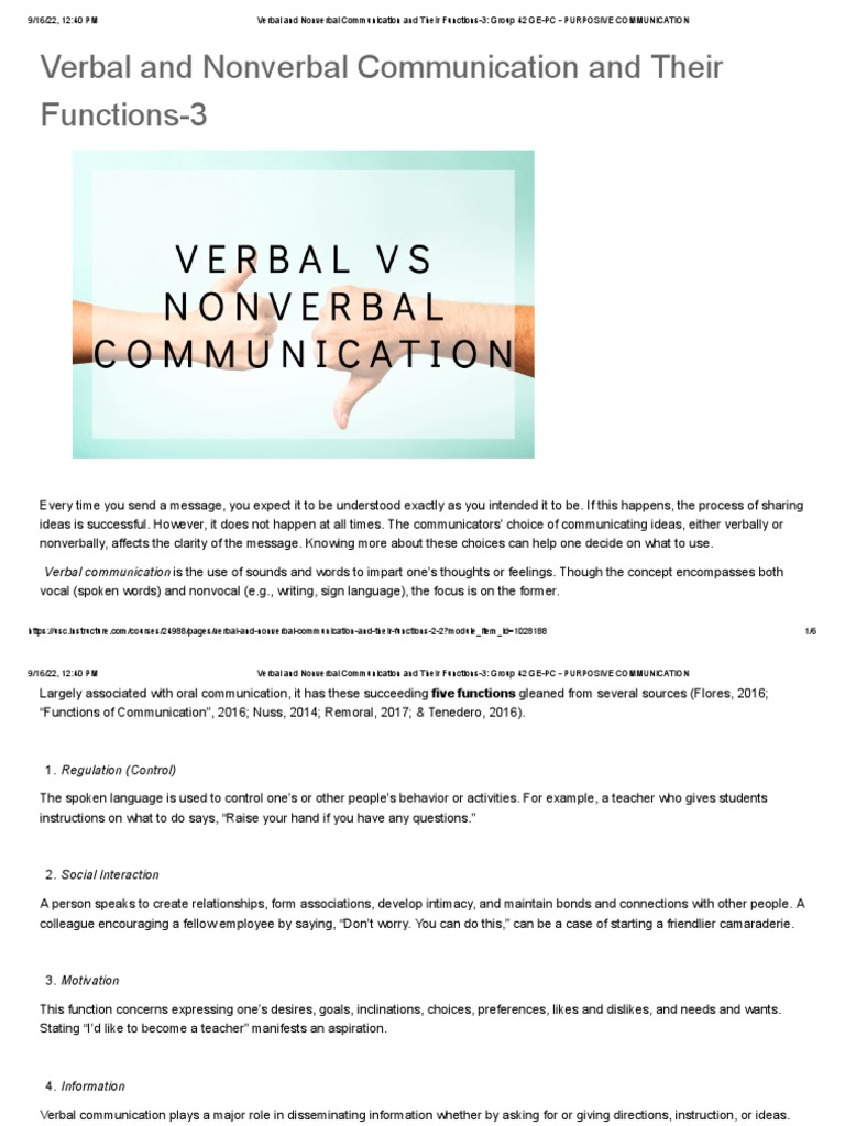 Verbal and Nonverbal Communication and Their Functions-3 - Group 42 GE ...