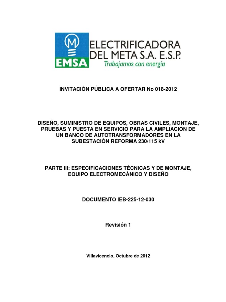 Ampliación Subestación Reforma 230/115 kV | PDF | Inductor | Tanques