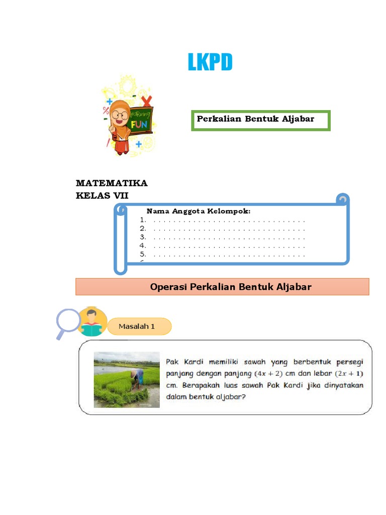 LKPD PBL Perkalian Bentuk Aljabar | PDF | Metode & Bahan Ajar