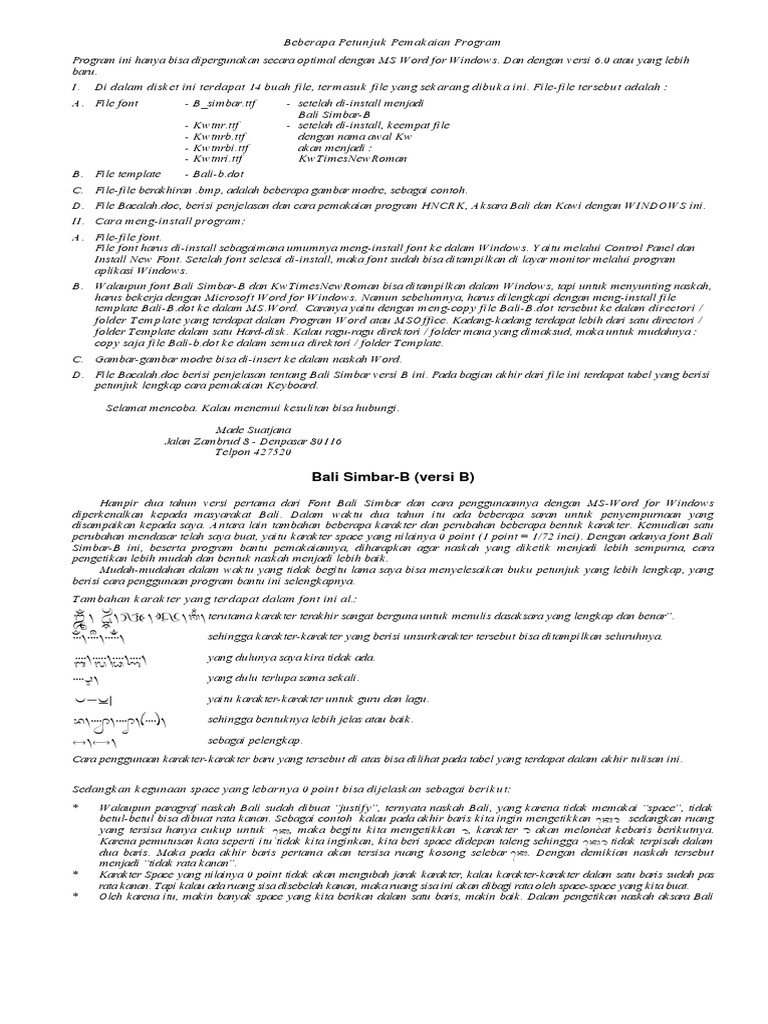 Bacalah Petunjuk Bali Simbar | PDF