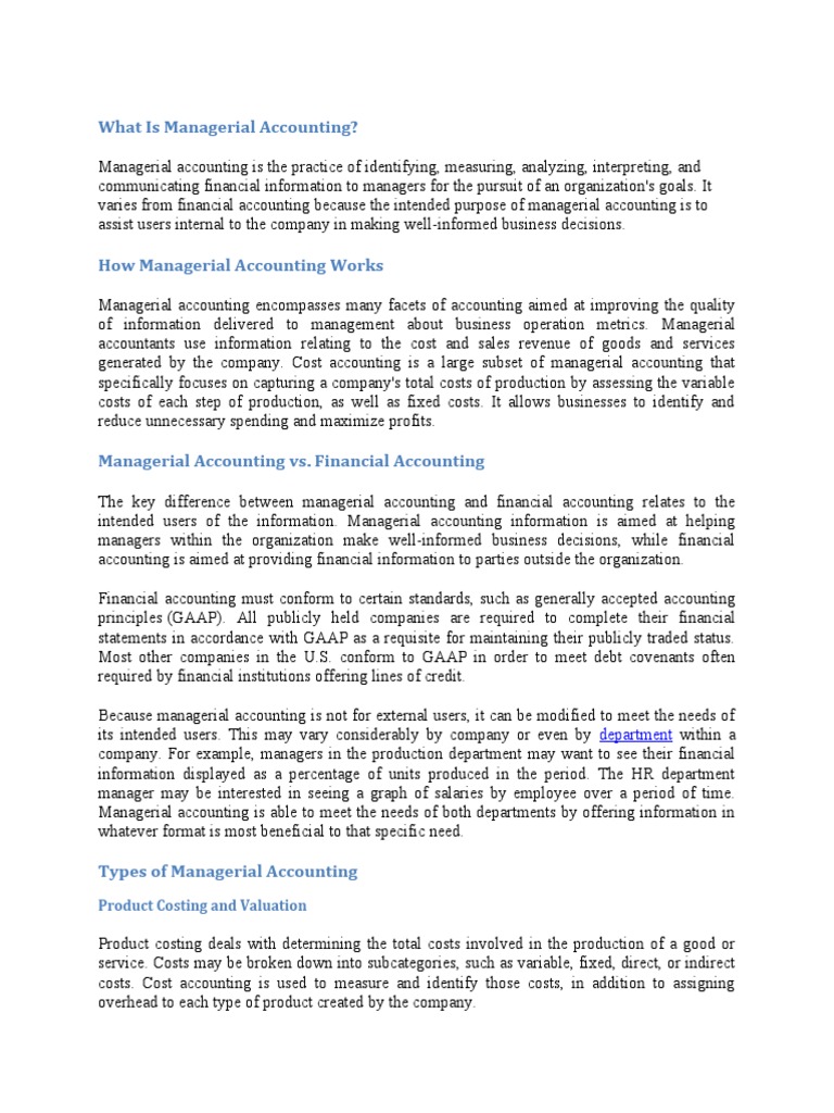 Basics of Managerial Accounting | PDF | Management Accounting | Accounting