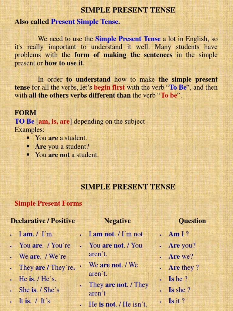 The Simple Present Tense | PDF | Grammatical Tense | Verb