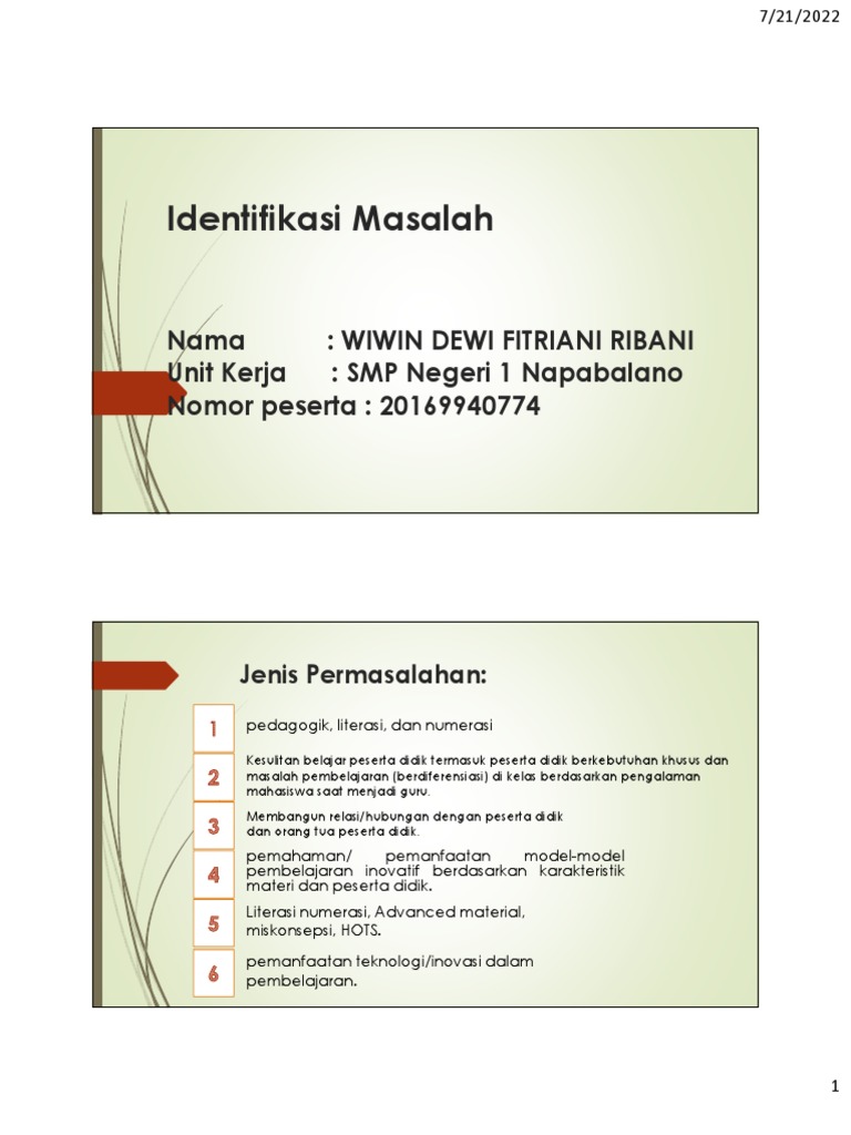 LK 1 Identifikasi Masalah - Wiwin Dewi Fitriani Ribani | PDF