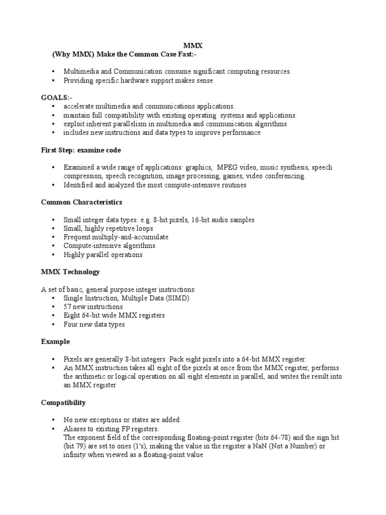 MMX (Why MMX) Make The Common Case Fast | PDF | Instruction Set | 64 ...